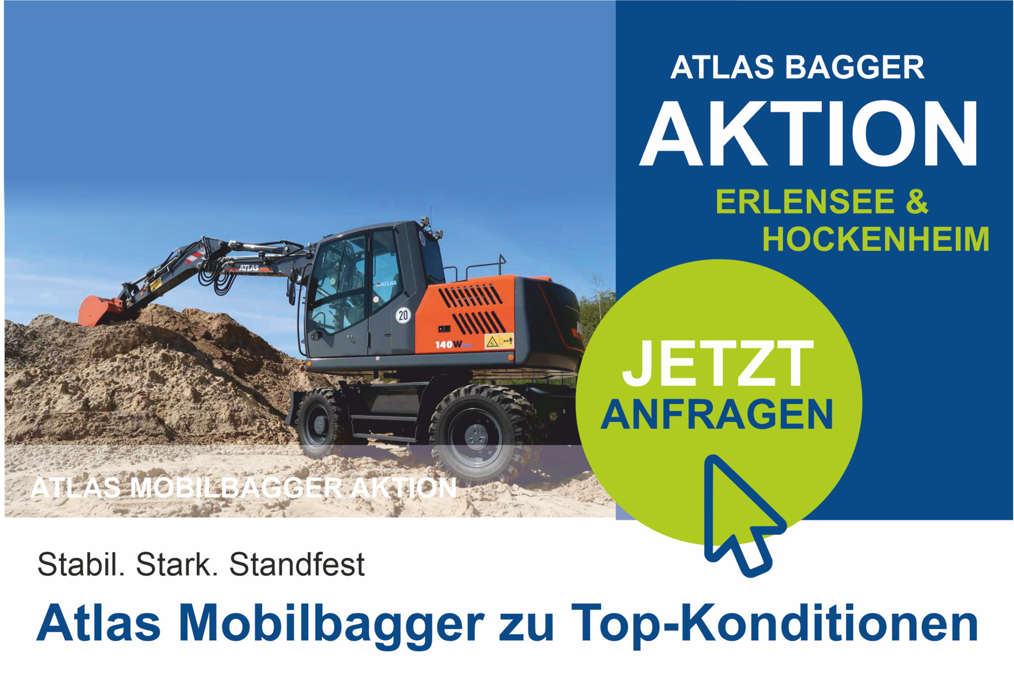 Atlas Mobilbagger Aktion in Hockenheim und Erlensee | Böhrer Baumaschinen
